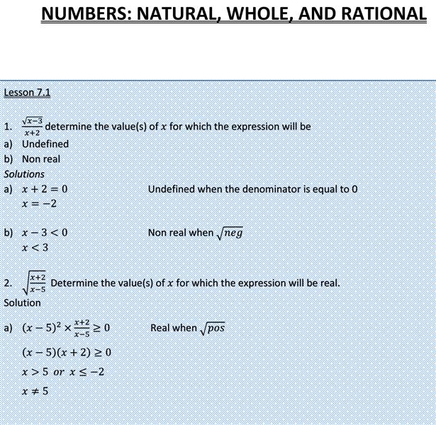 Grade 11 Surds And Quadratic Equations Springs Advertiser